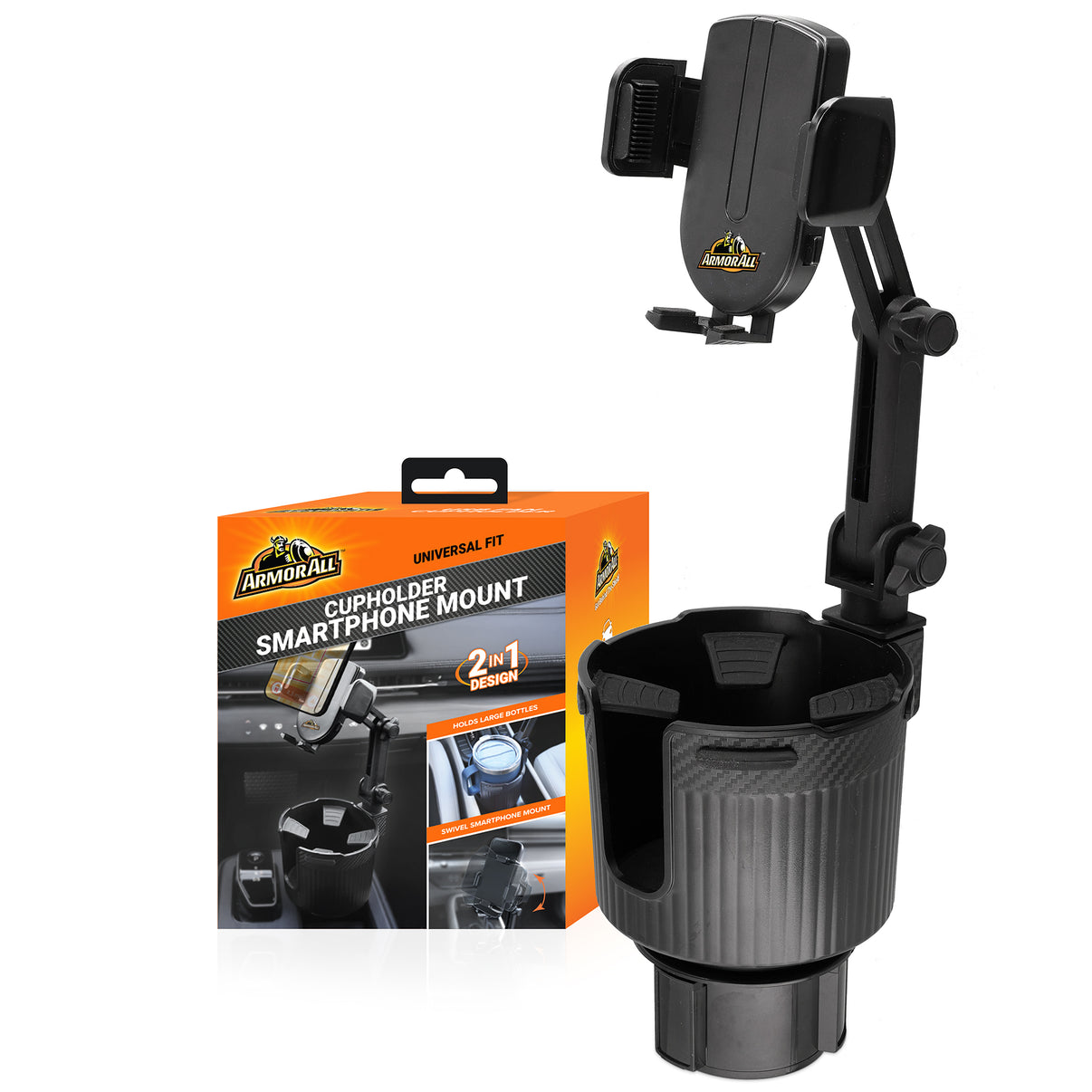 2-in-1 Cup Holder Cell Phone Holder, Dual Cellphone Car Mount and Cuph ...